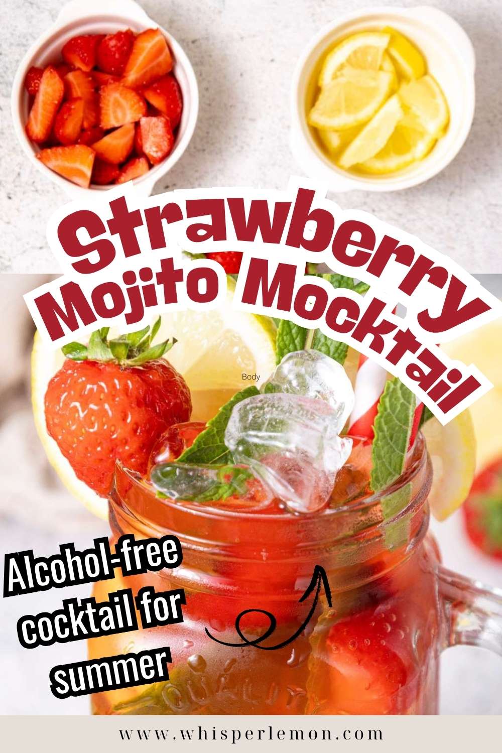 Mojito Strawberry Mocktail - Whisper Lemon