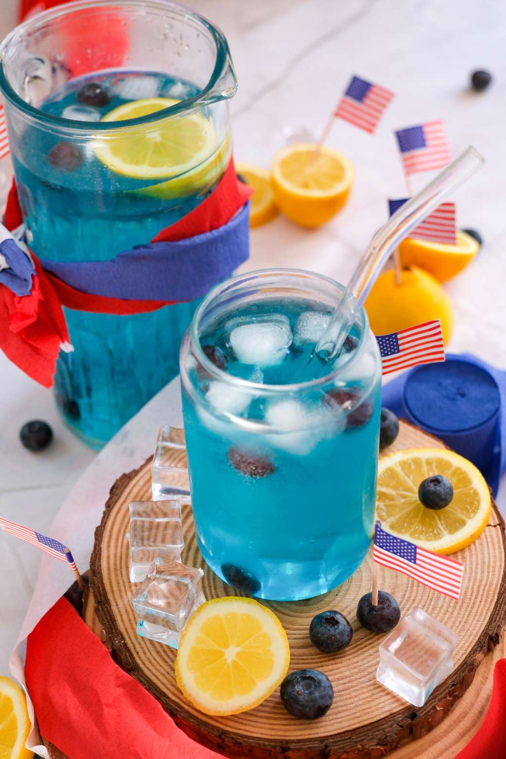 Blue Curaçao Mocktail (4th of July Special) - Whisper Lemon